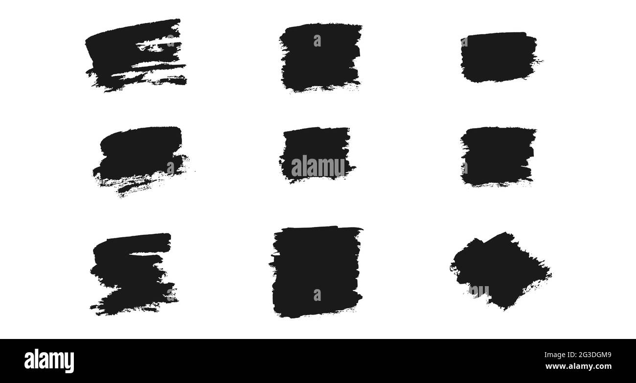 Vector brush strokes text boxes. Grunge textures. Collection of ink ...