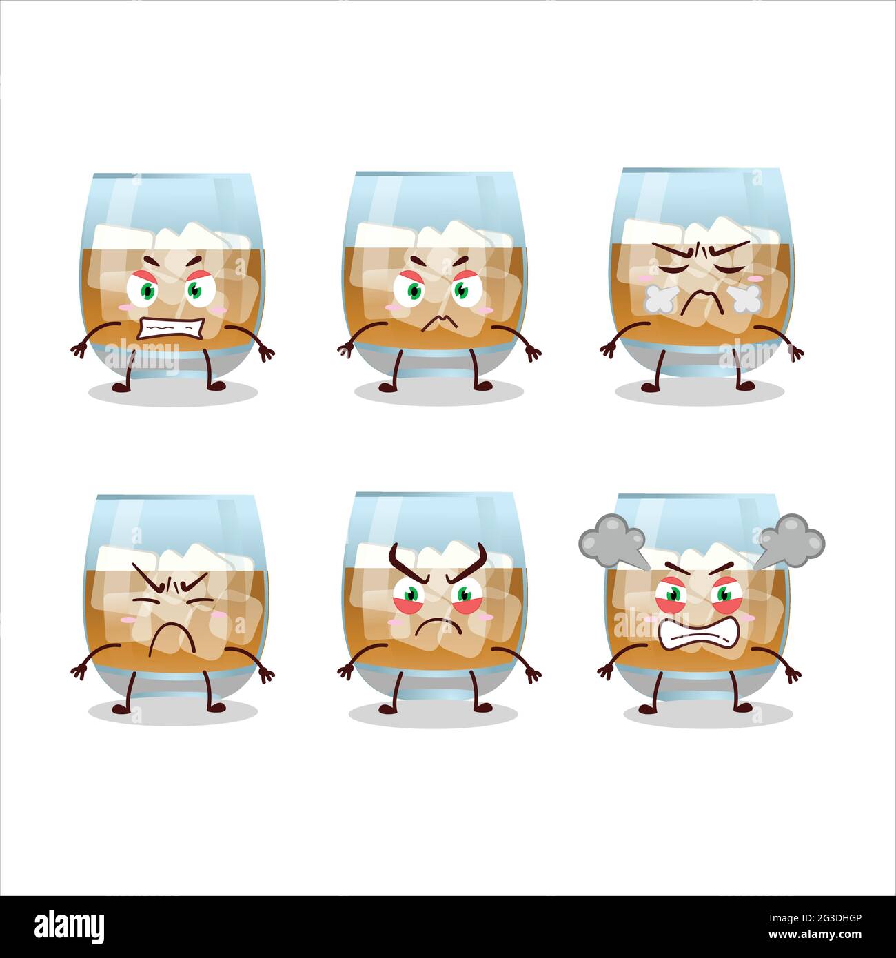 Rum drink cartoon character with various angry expressions. Vector ...