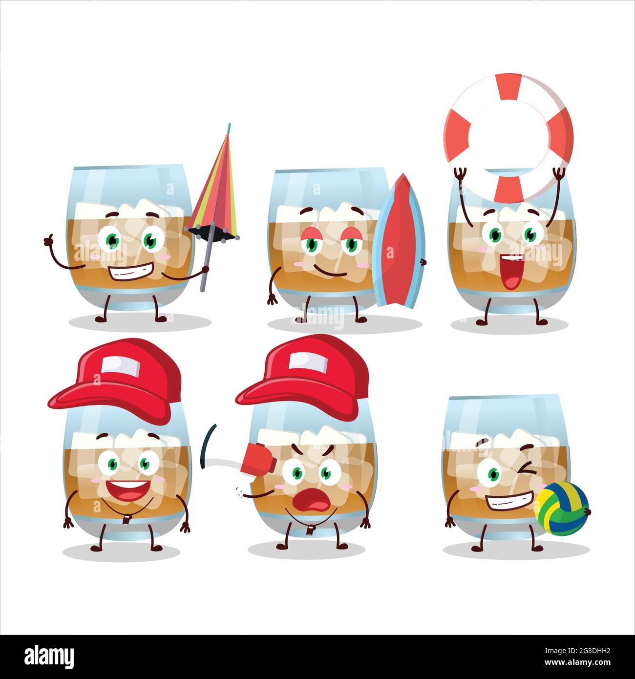 Happy Face rum drink cartoon character playing on a beach. Vector ...