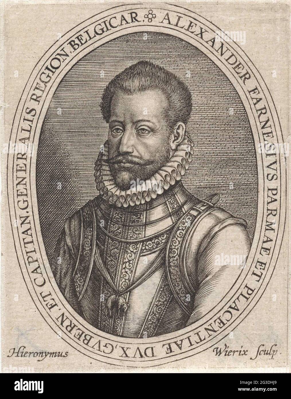 Portrait of Alessandro farnese, duke of Parma. He carries a harness and ...