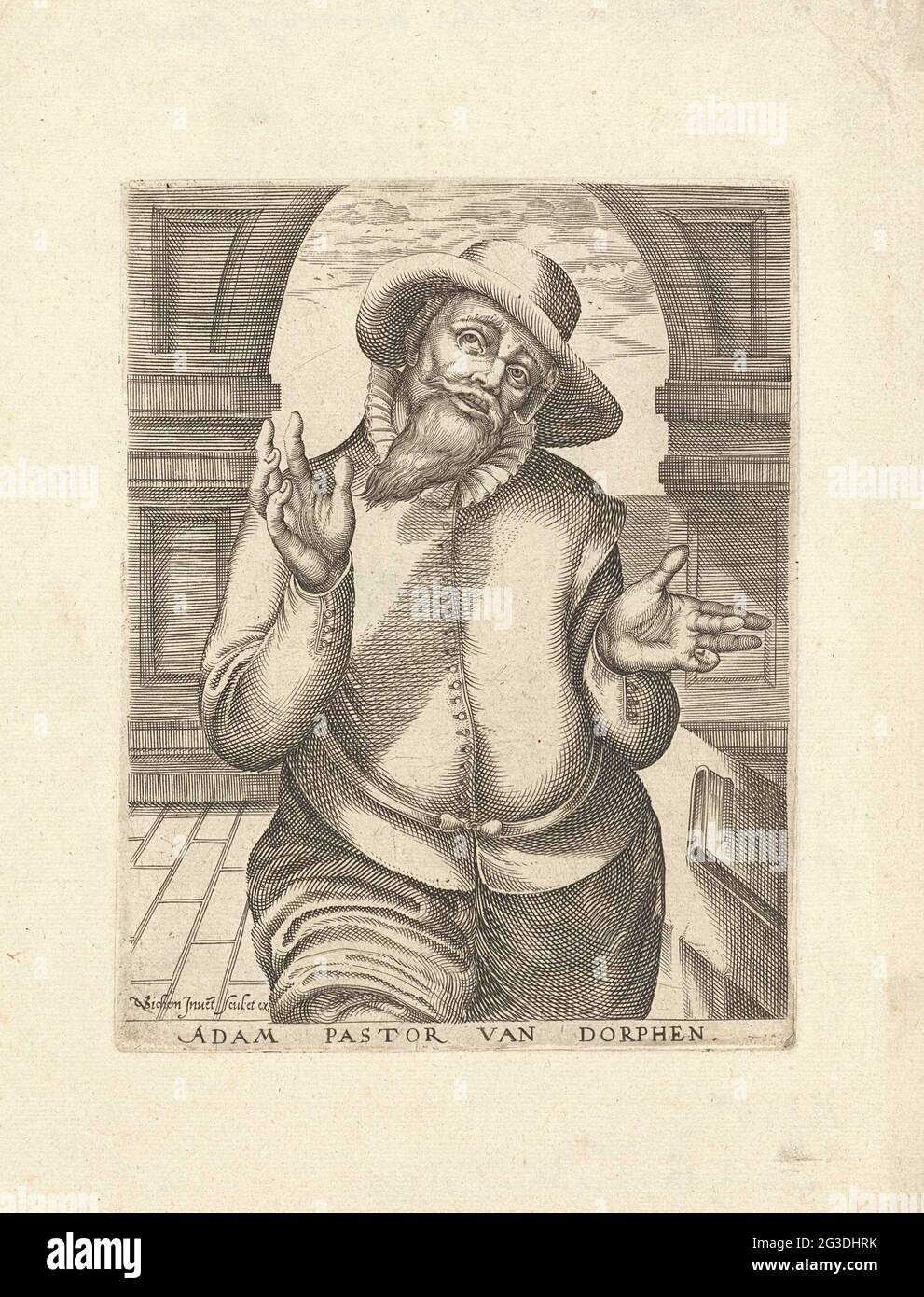 Portrait of Adam Pastor; Adam pastor from Dorpshen. Portrait of Adam ...