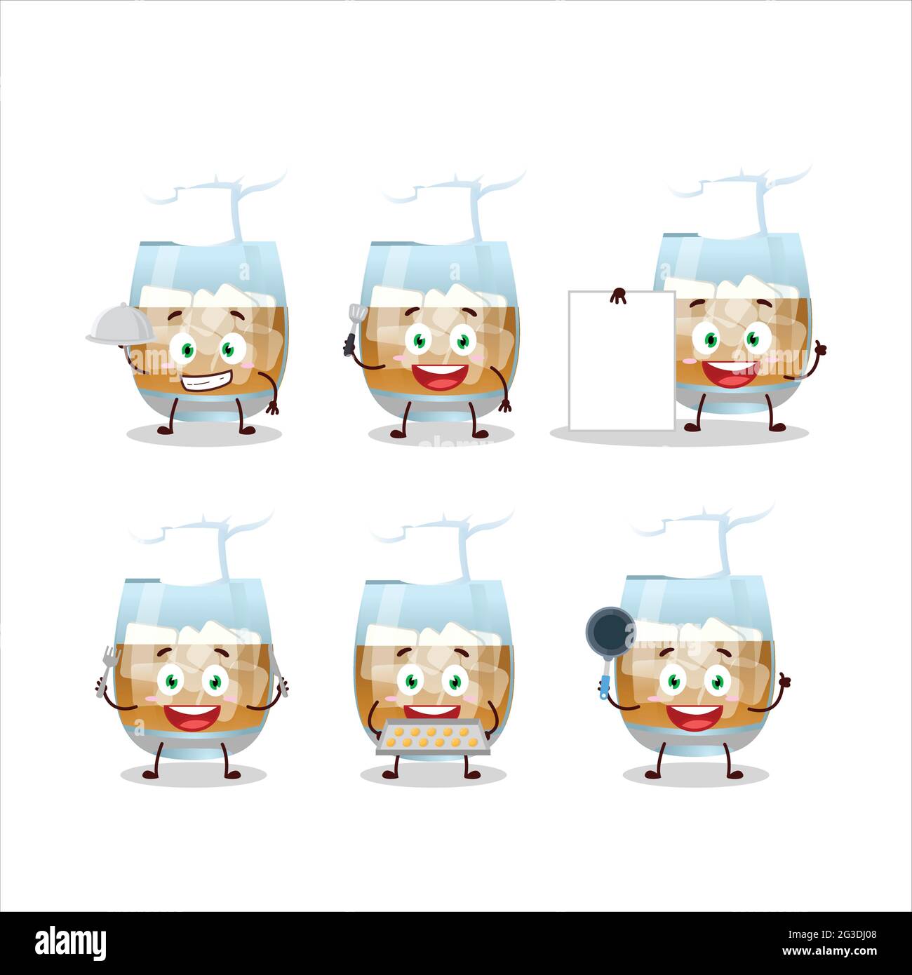 Cartoon character of rum drink with various chef emoticons. Vector ...