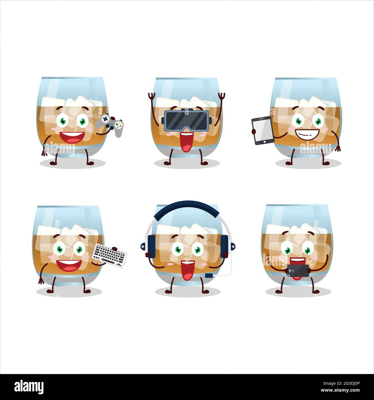 Rum drink cartoon character are playing games with various cute ...