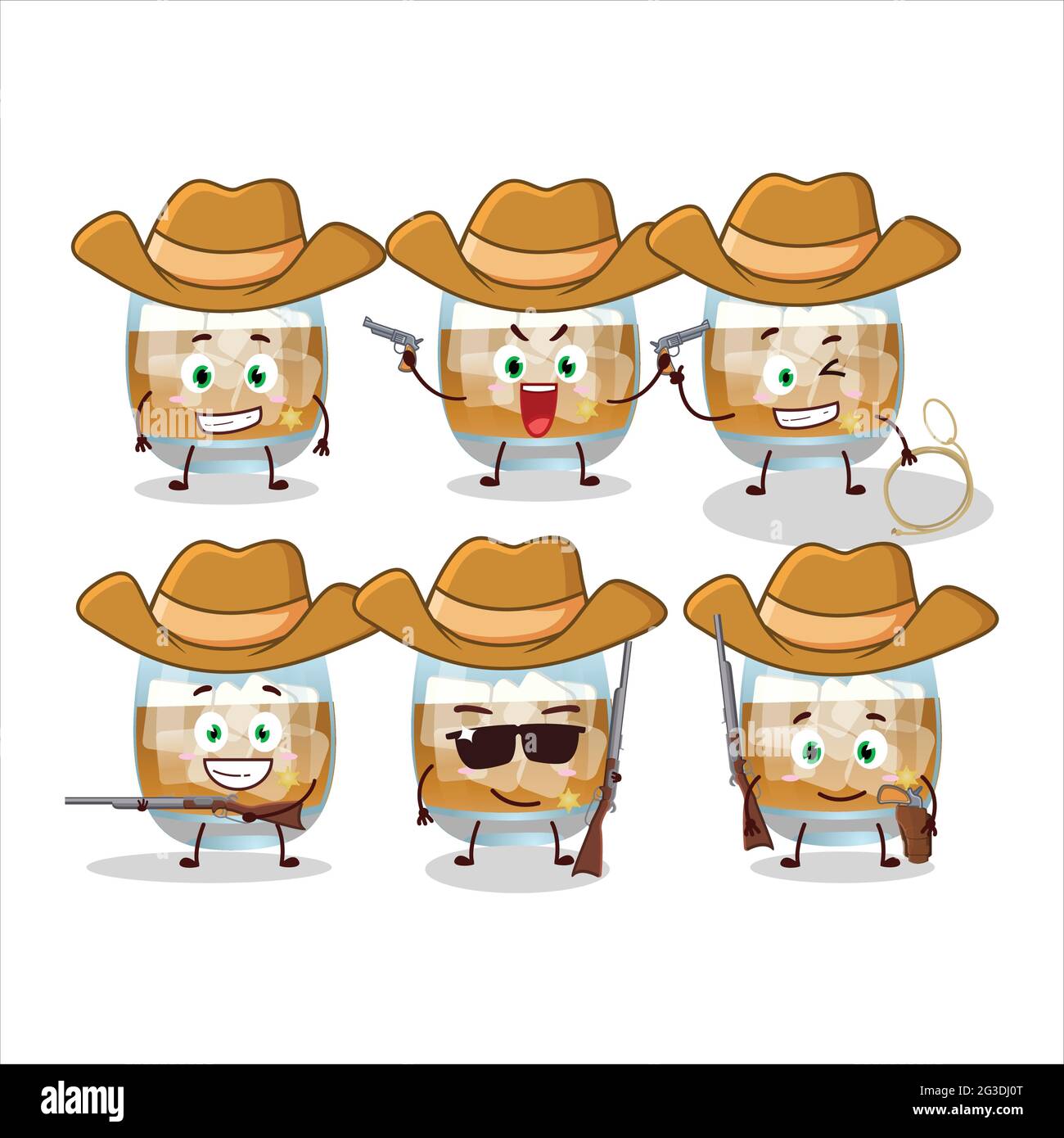 Cool cowboy rum drink cartoon character with a cute hat. Vector ...