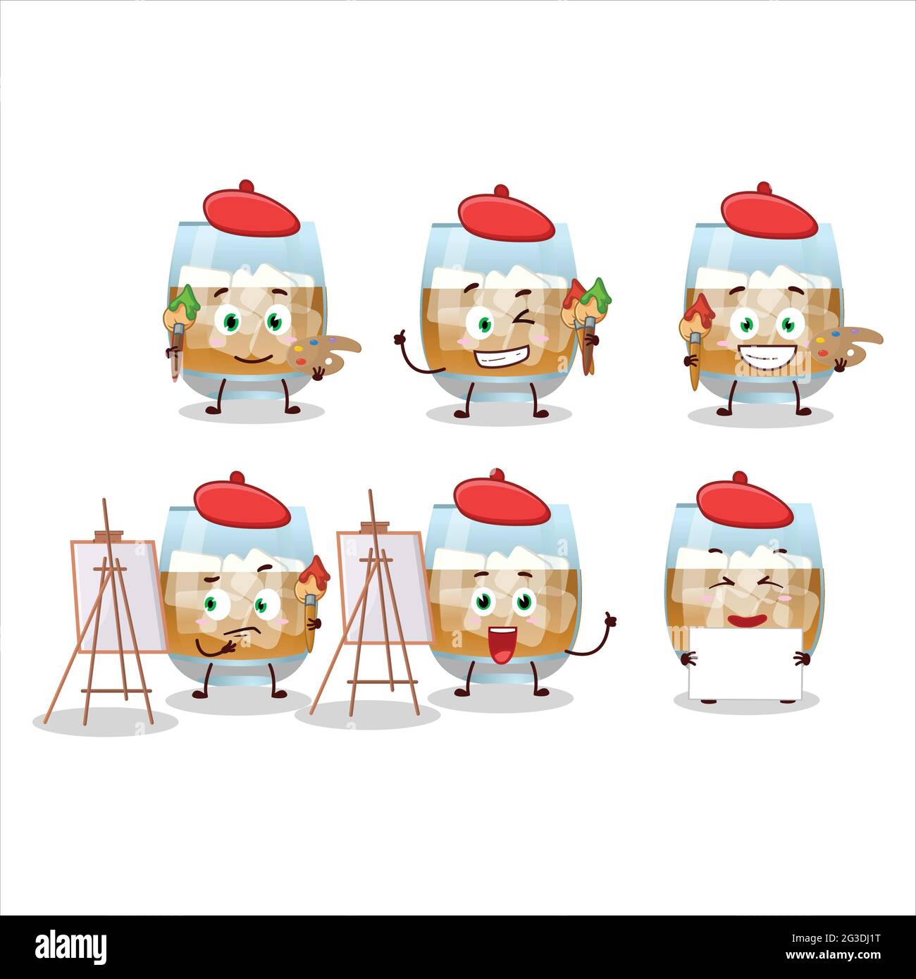 Artistic Artist of rum drink cartoon character painting with a brush ...