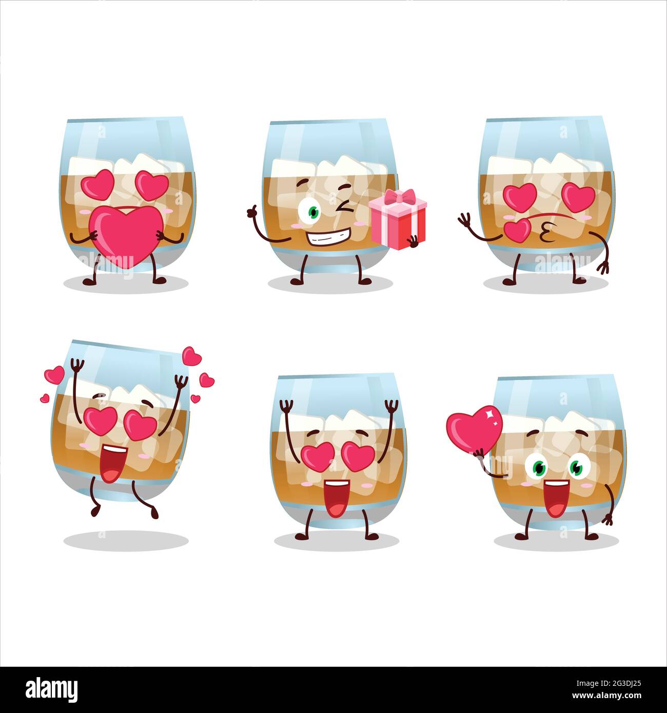 Rum drink cartoon character with love cute emoticon. Vector ...