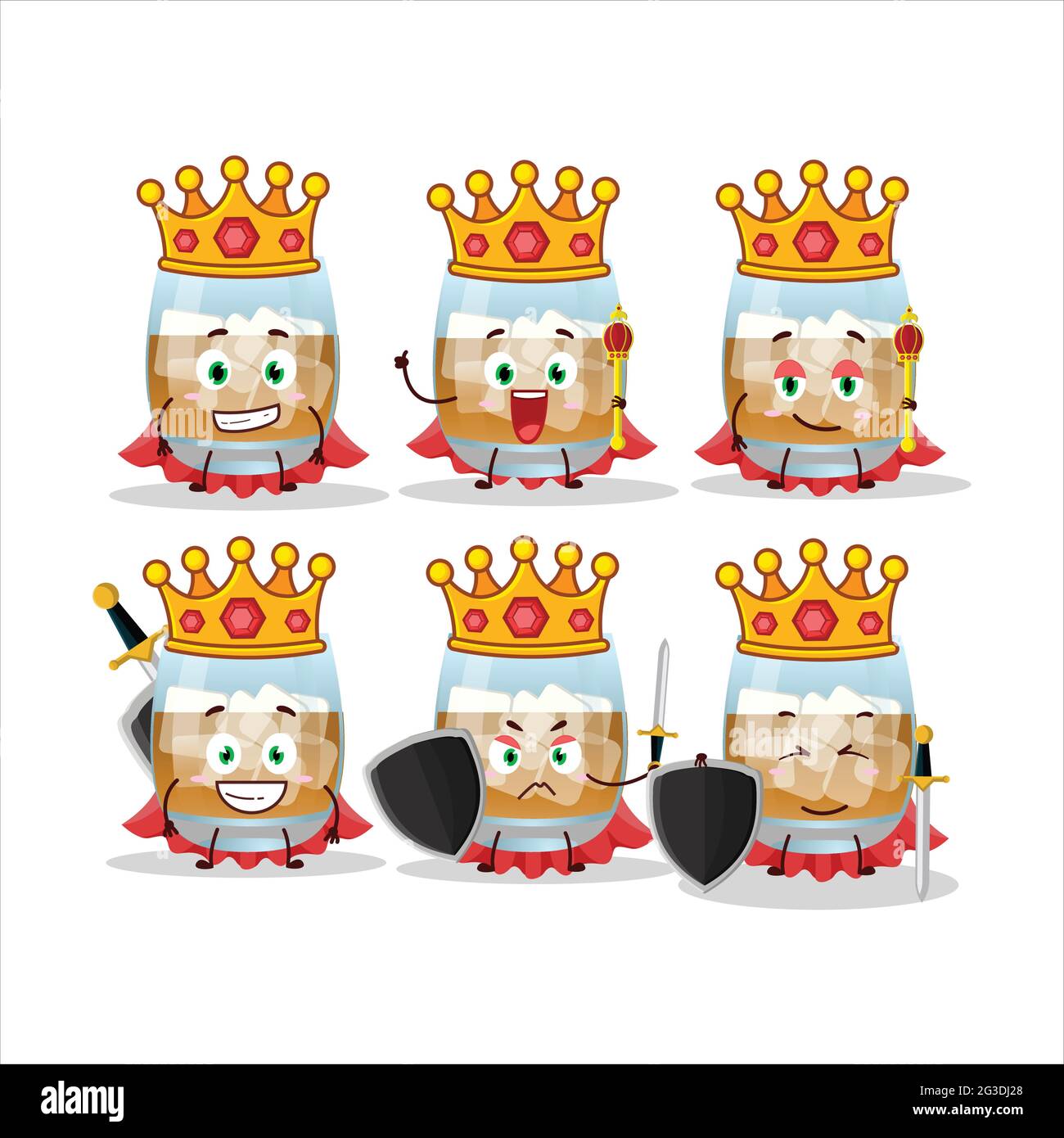 A Charismatic King rum drink cartoon character wearing a gold crown ...