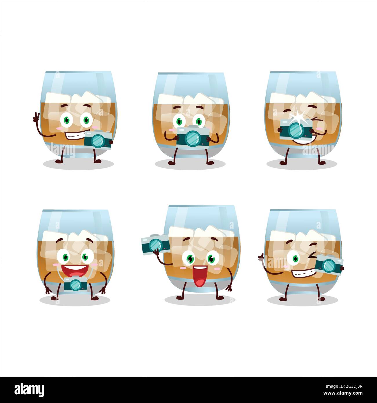 Photographer profession emoticon with rum drink cartoon character ...