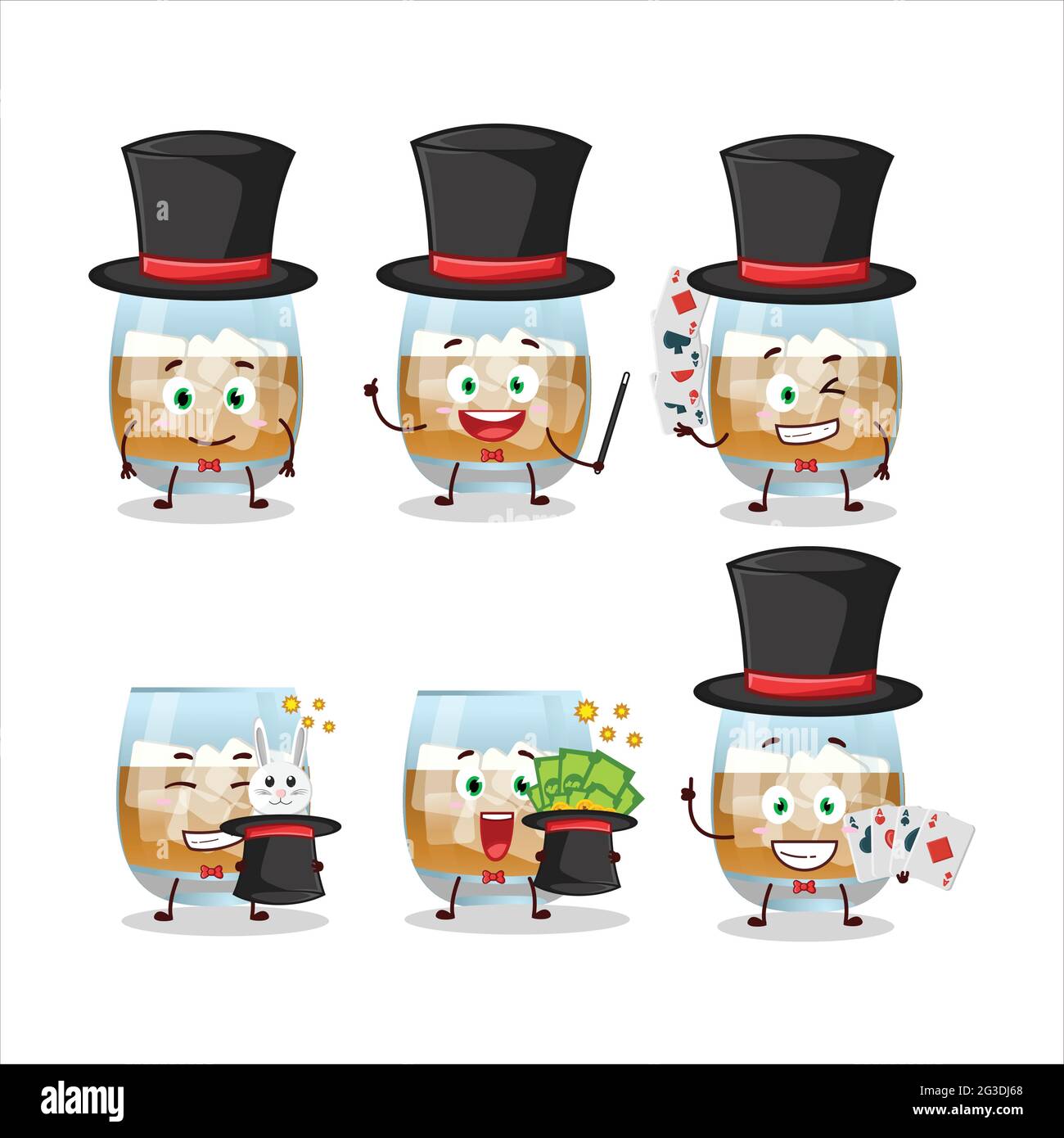 A rum drink Magician cartoon character perform on a stage. Vector ...