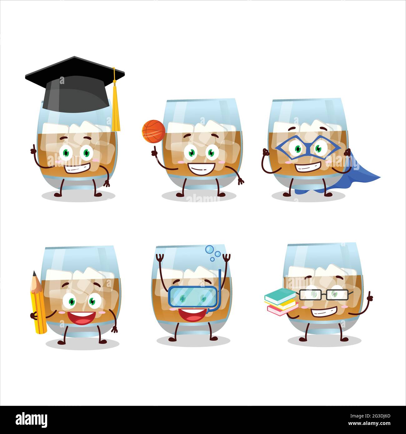 School student of rum drink cartoon character with various expressions ...