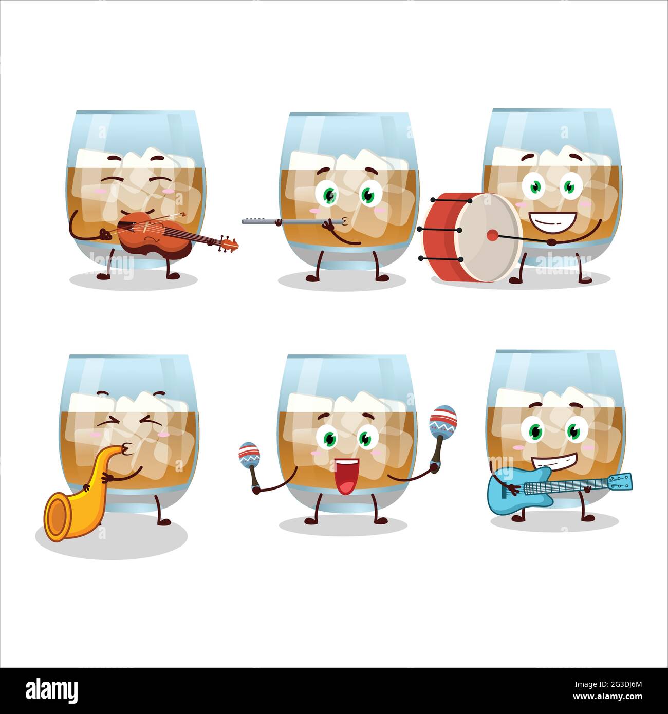 Cartoon character of rum drink playing some musical instruments. Vector ...