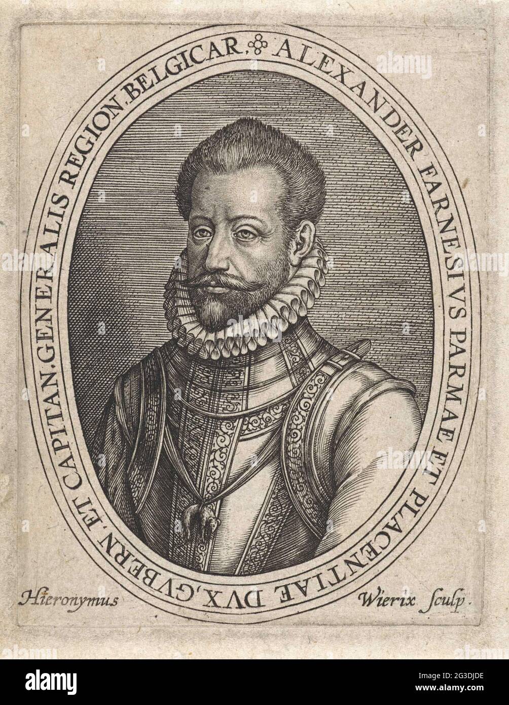 Portrait of Alessandro farnese, duke of Parma. He carries a harness and ...