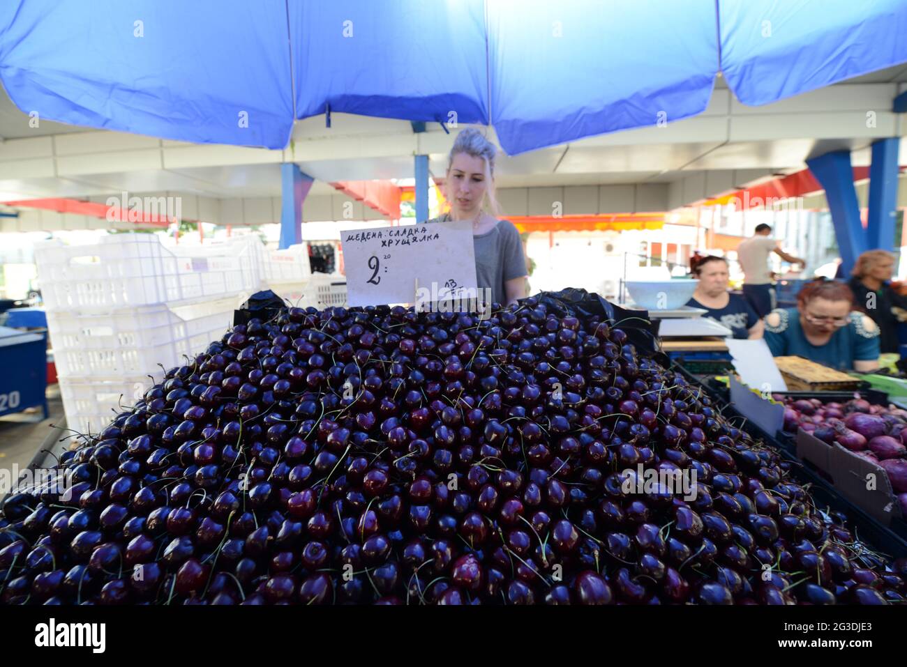 Fresh fruits sold at the Zhenski Pazar ( Ladies' Market ). This is one ...
