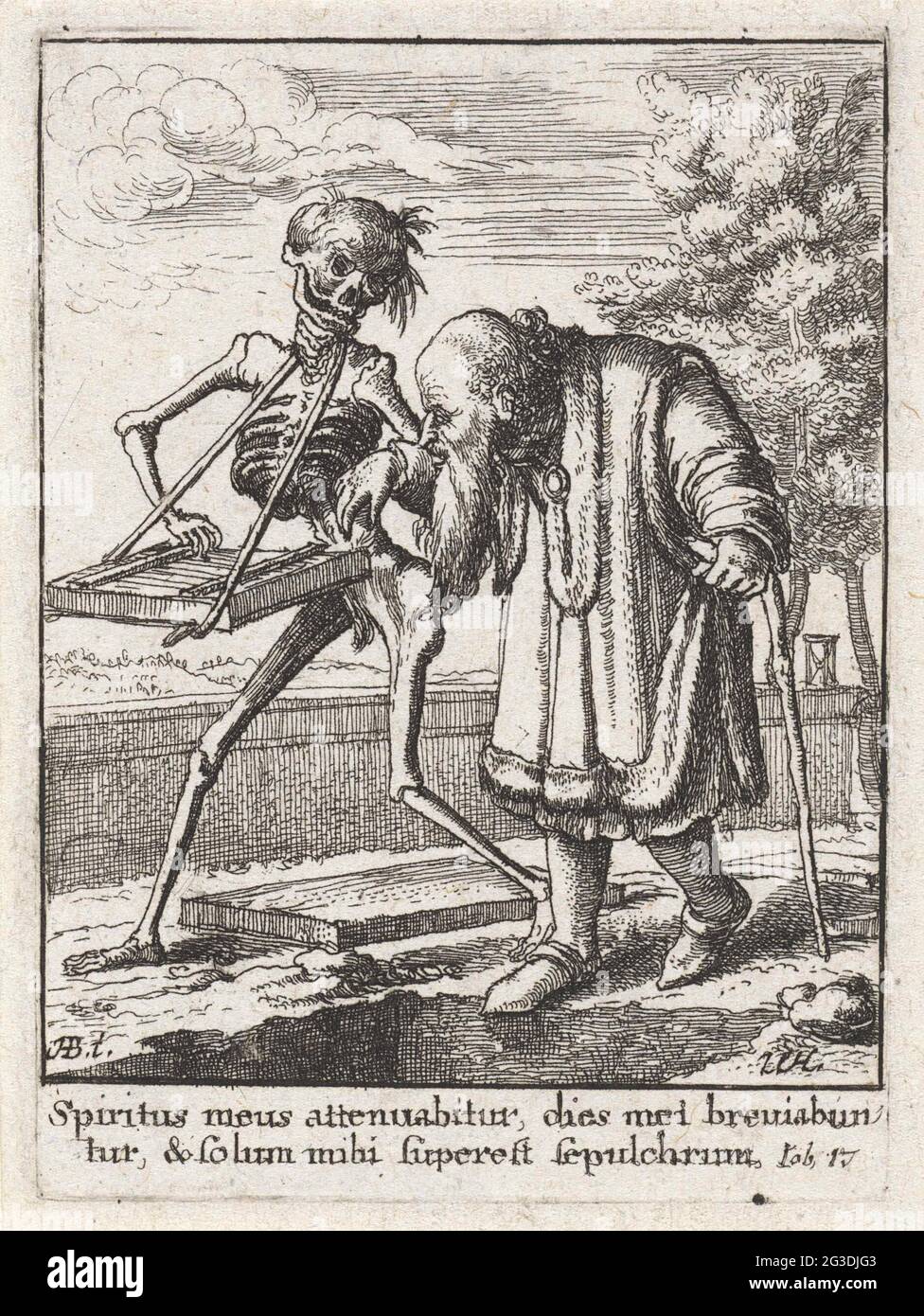 The old man and death; Dance dance. Death leads an old man to his grave ...