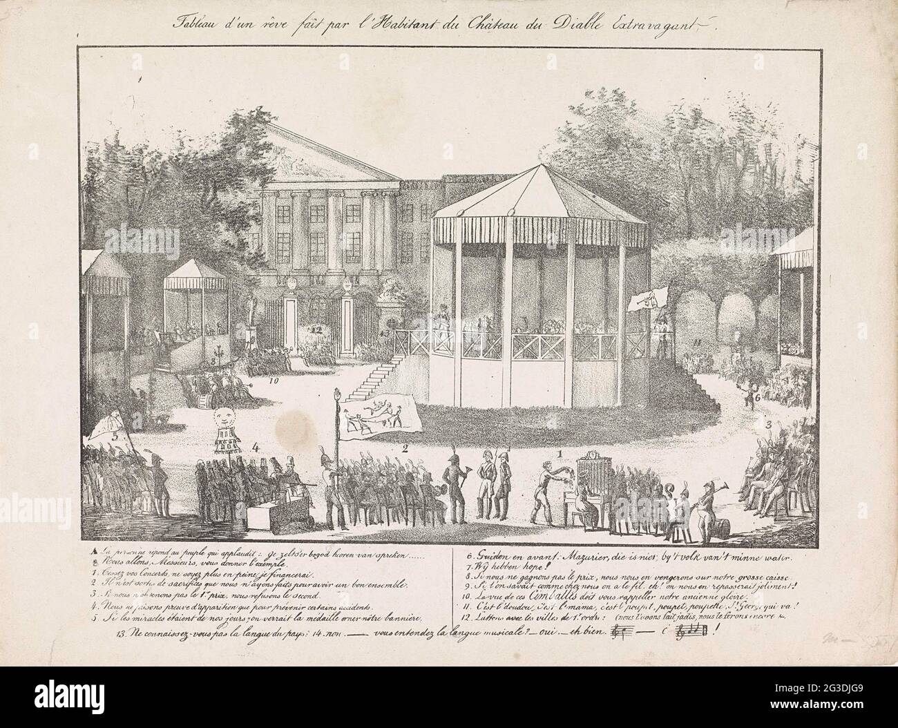 Cartoon at the music competition in Brussels, 1830; Tableau d'un rêve ...