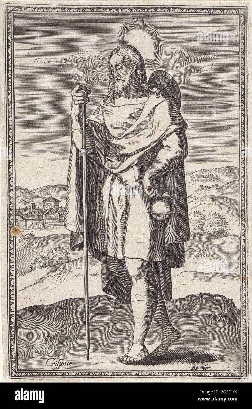 H. JAKOBUS the multiple; Christ and the twelve apostles. Landscape with ...