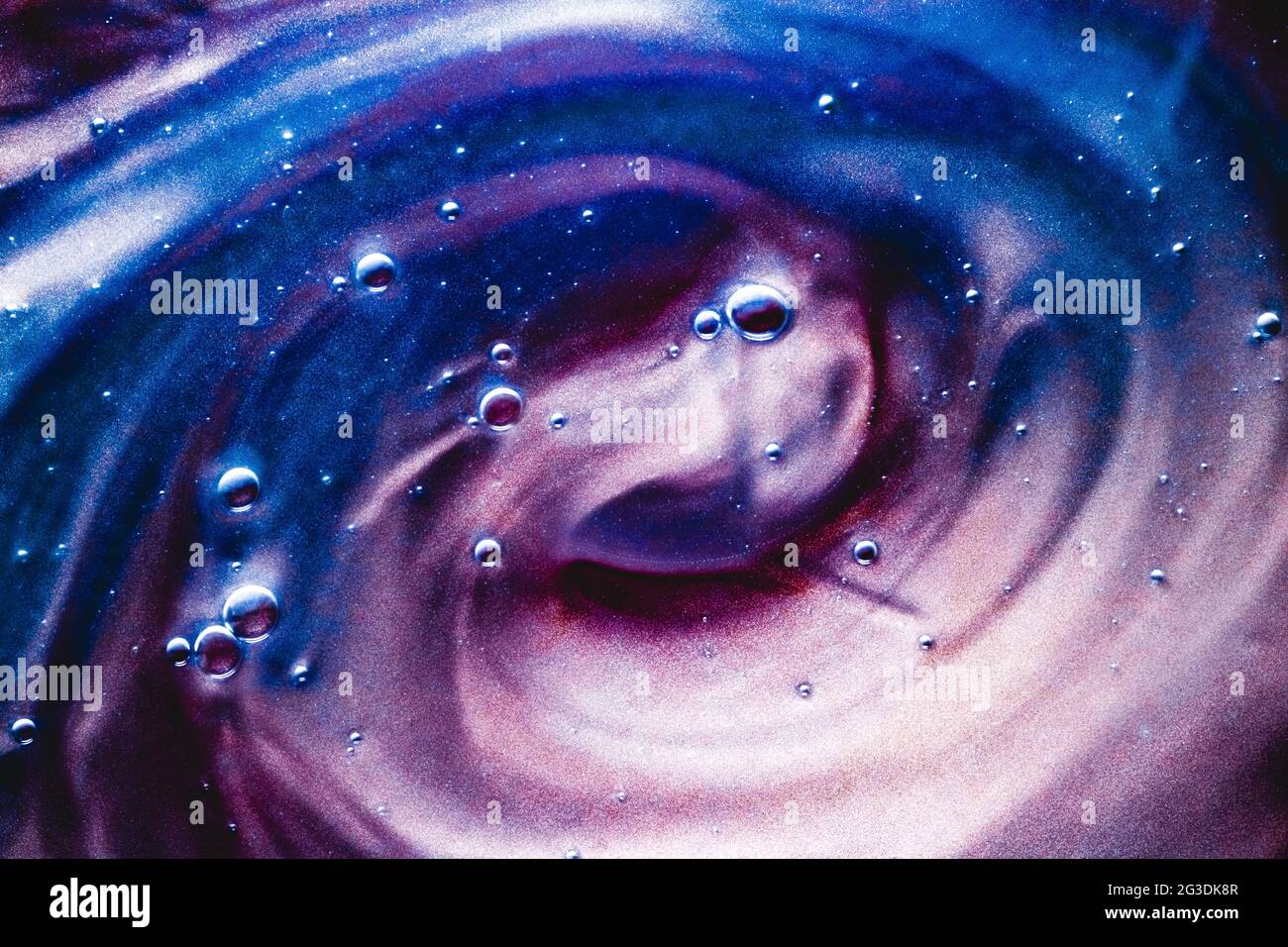 Abstract liquid background, paint splash, swirl pattern and water drops ...