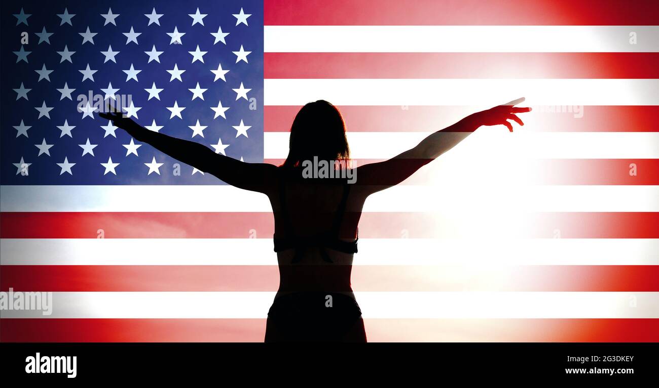 American Flag Woman Silhouette