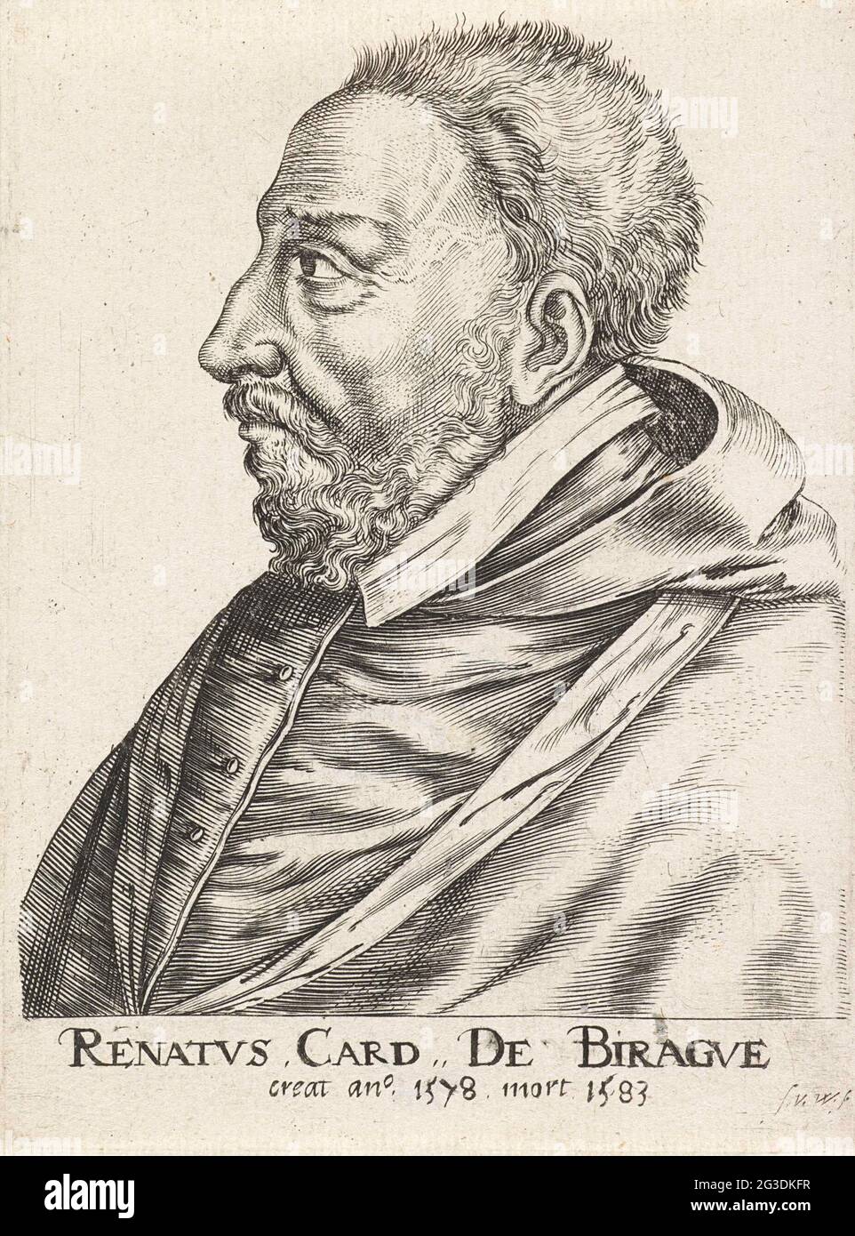 Portrait of the French Cardinal René de Birague; Renatvs Card. The ...
