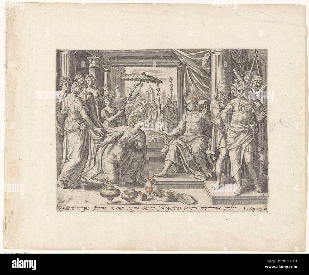 Solomon receives the Queen of Seba; History of Solomon; Theatrum ...