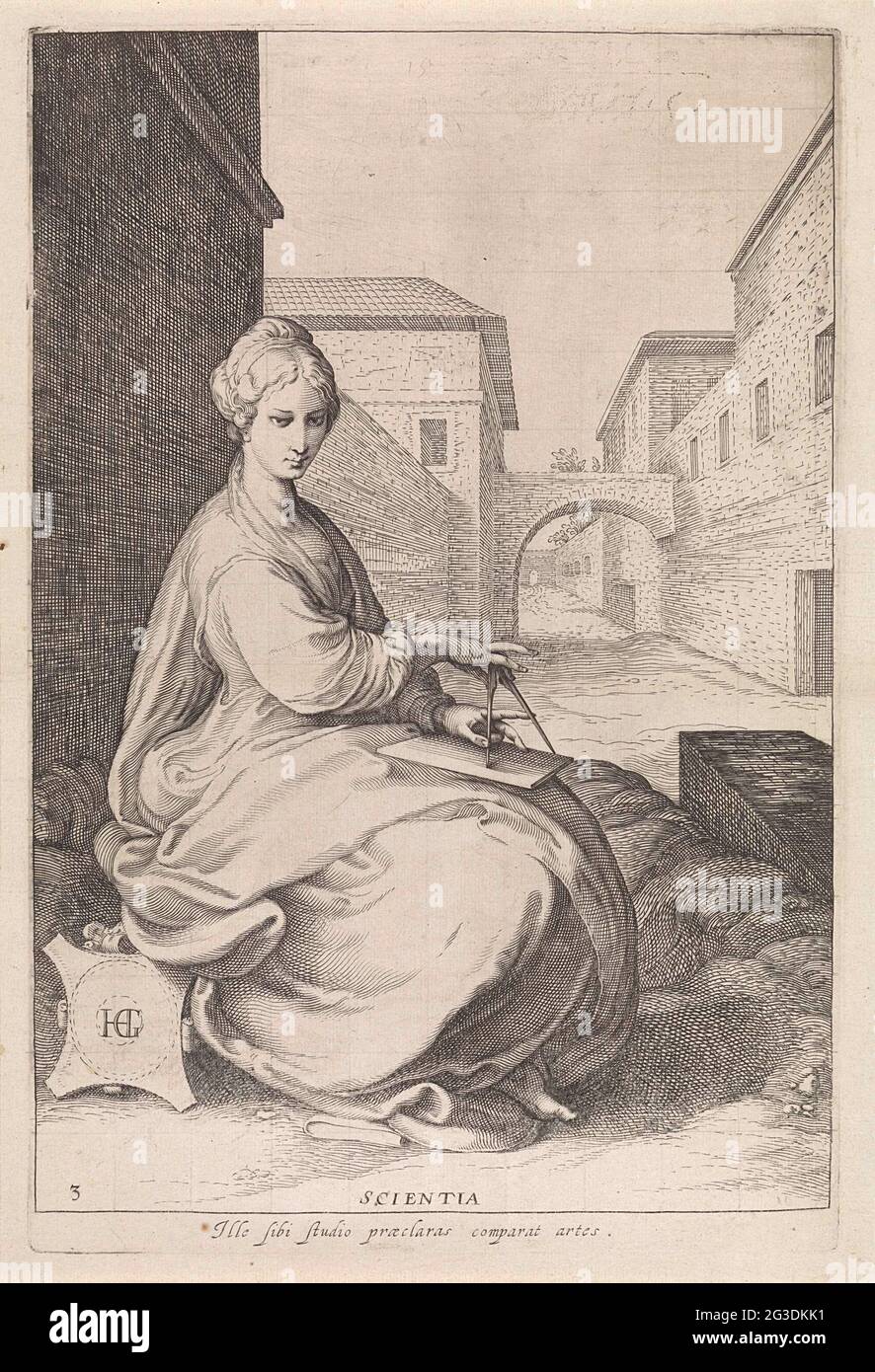 Science; Scientia; Three virtues. The personification of science is in ...