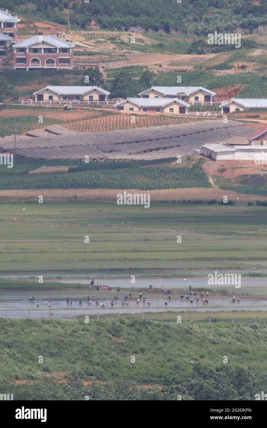 16th June, 2021. Landscape of inter-Korean western front line In this ...