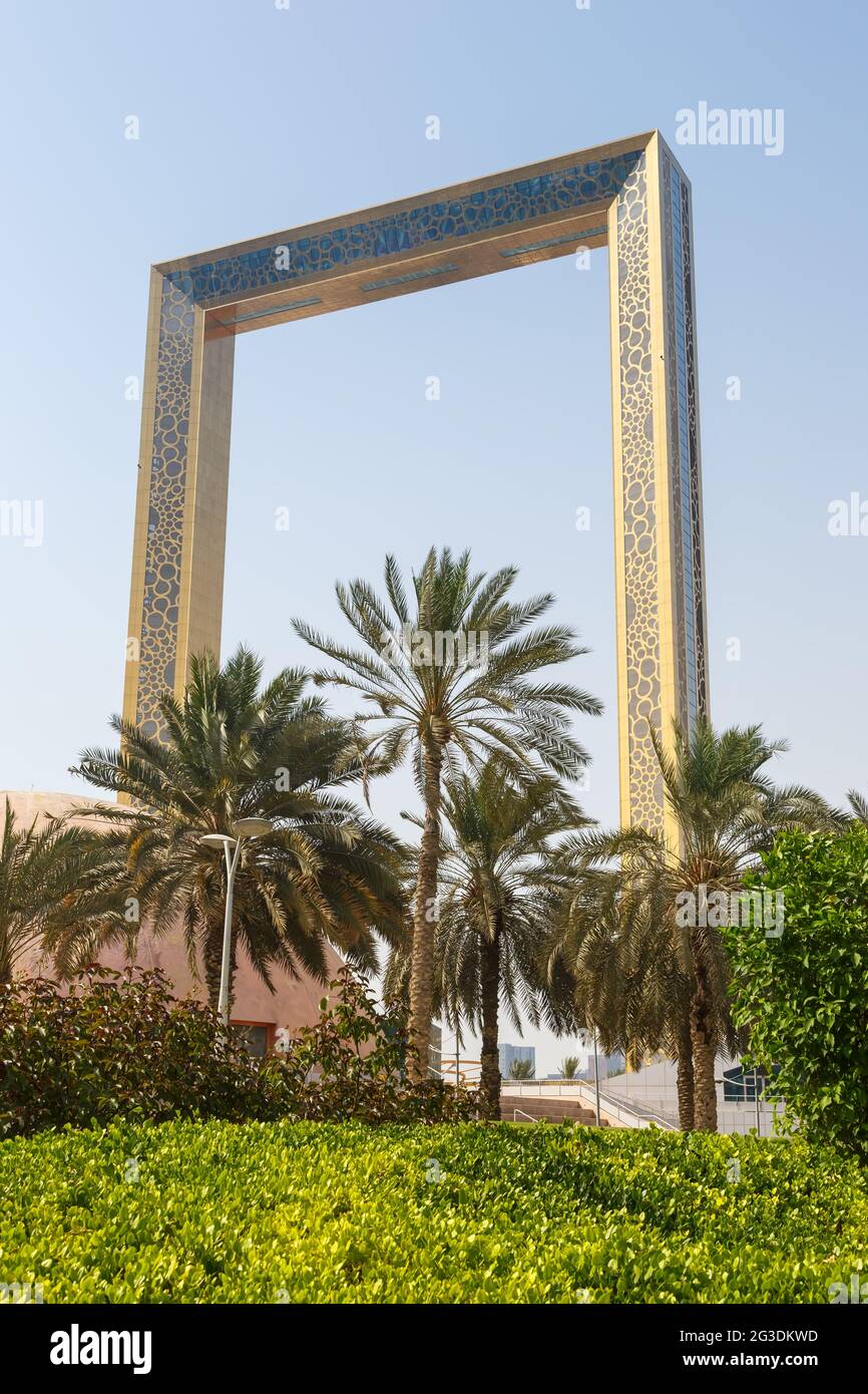 Dubai The Frame architecture in United Arab Emirates portrait format ...