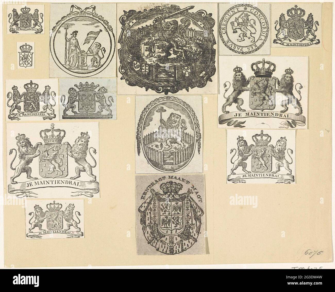 Leaf with outed Dutch weapons. Leaf with fourteenly cut and labeled ...