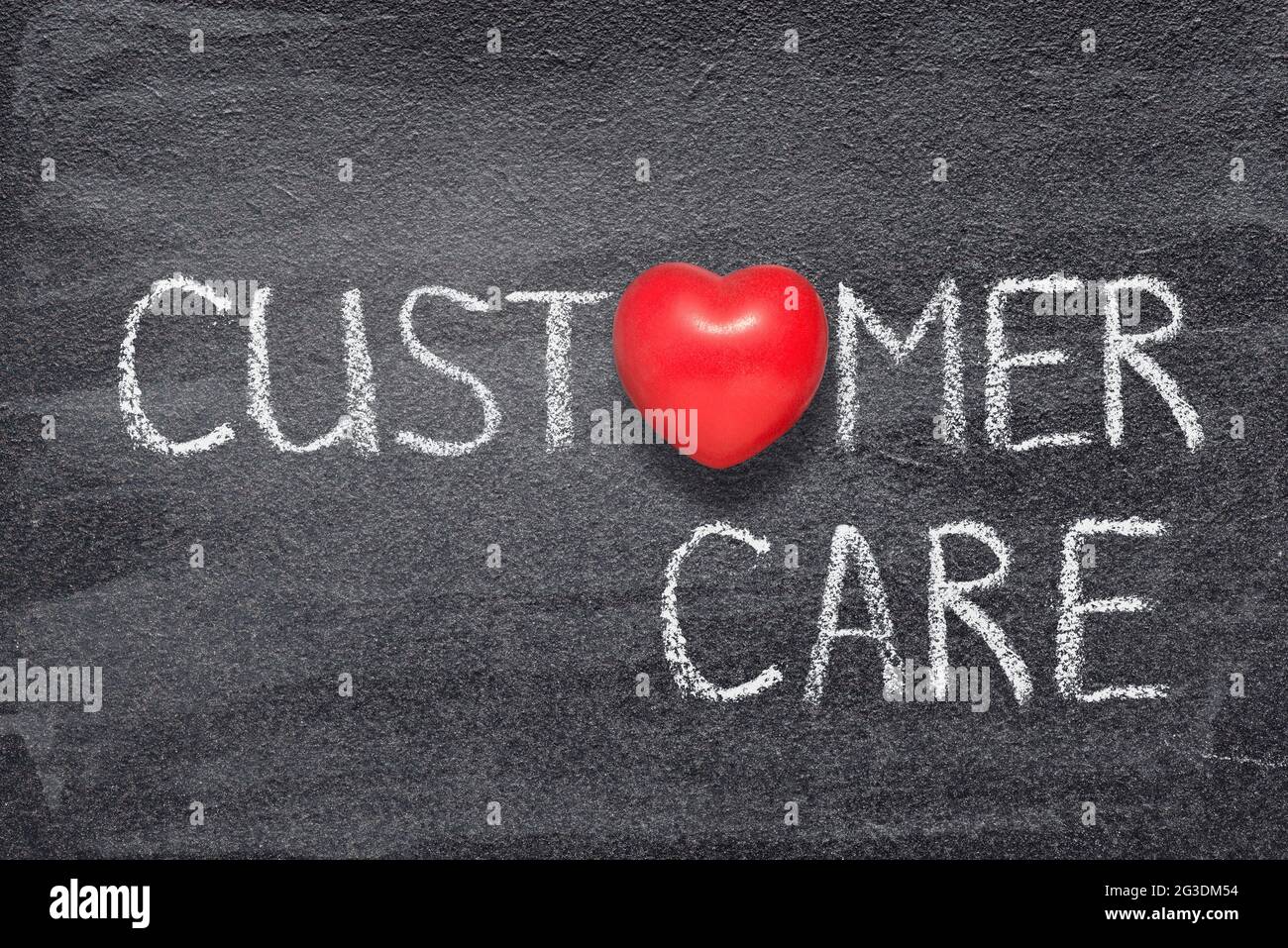 customer care phrase written on chalkboard with red heart symbol Stock ...