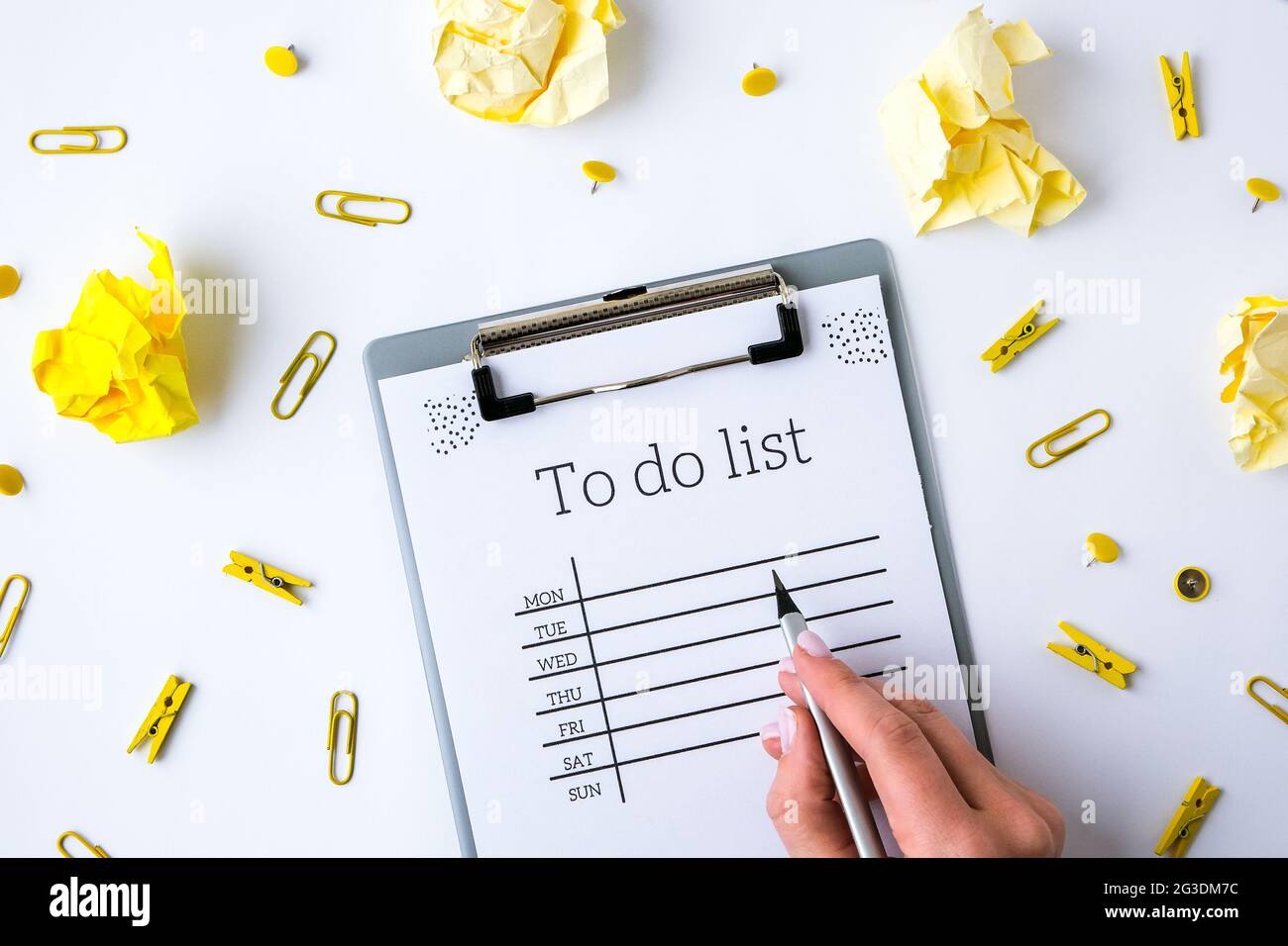 To do list on white background with office supplies. Planning future to ...