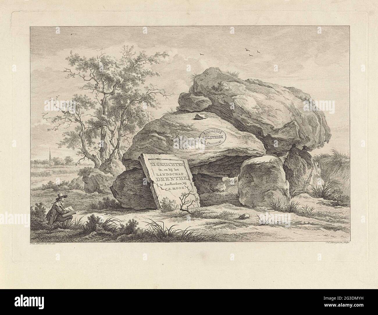 Hunebed at the village of Midlaren; IX faces in and at the Drenthe ...