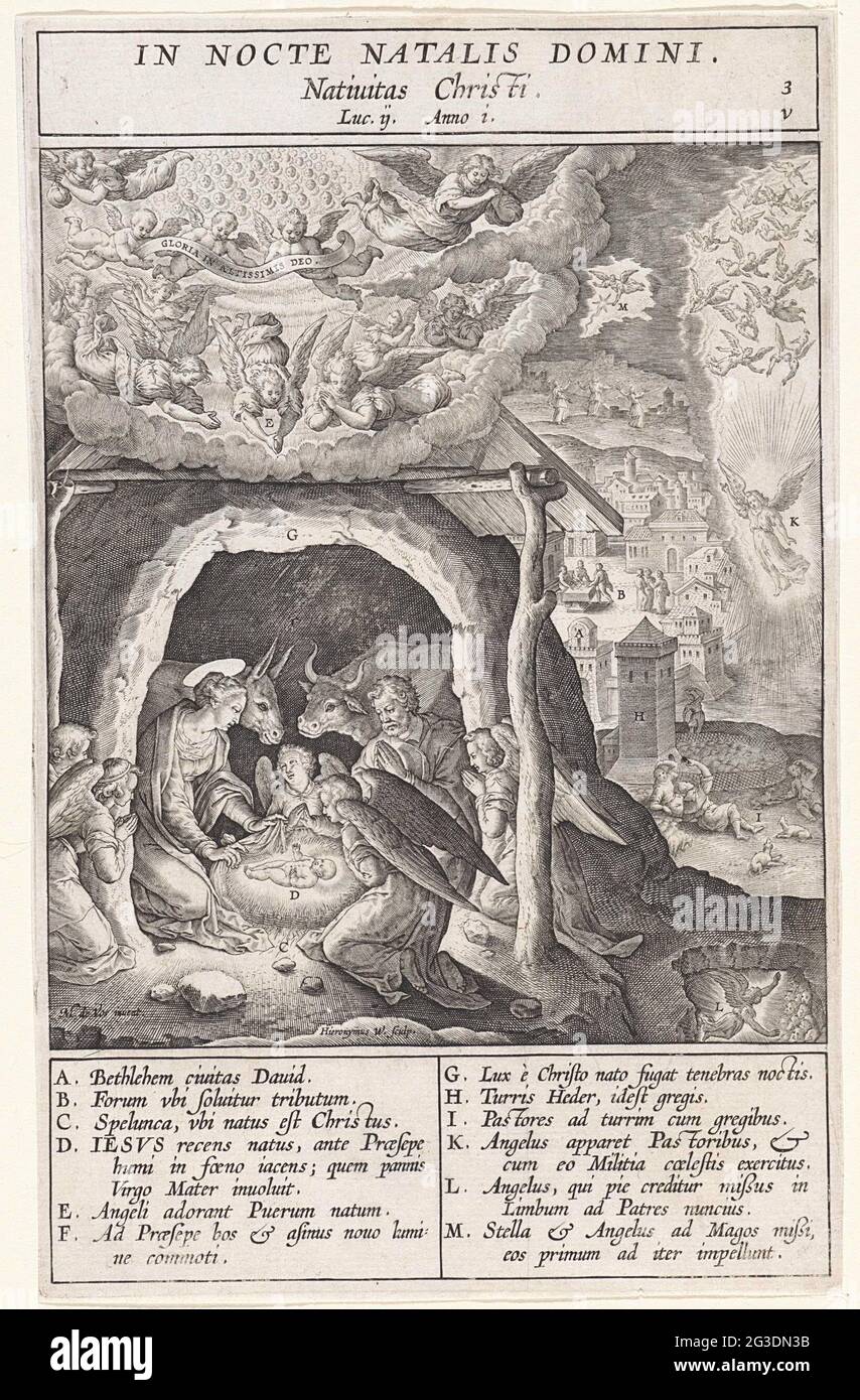 Birth of Christ; In Nocte Natalis Domini. Maria, Joseph and four angels ...