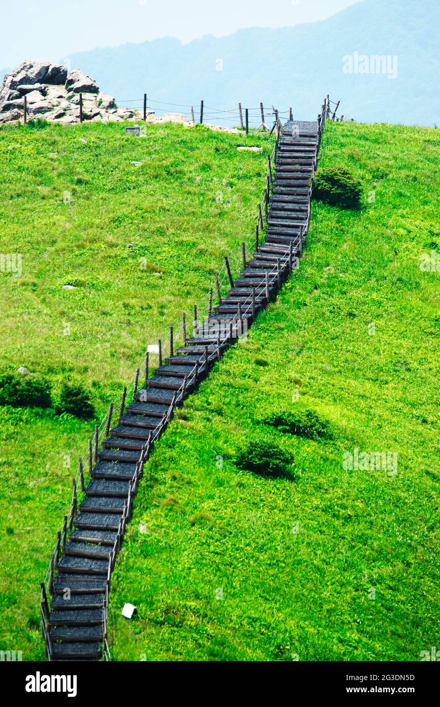 Long pathway going to the top of hill Stock Photo - Alamy