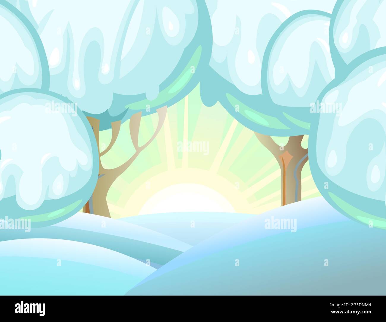 Winter sun landscape Stock Vector Images - Alamy
