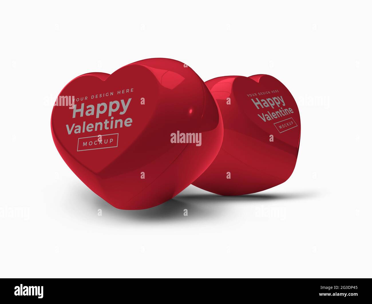 Valentine Love Heart Container with Lid 3D Illustration Mockup Scene on ...