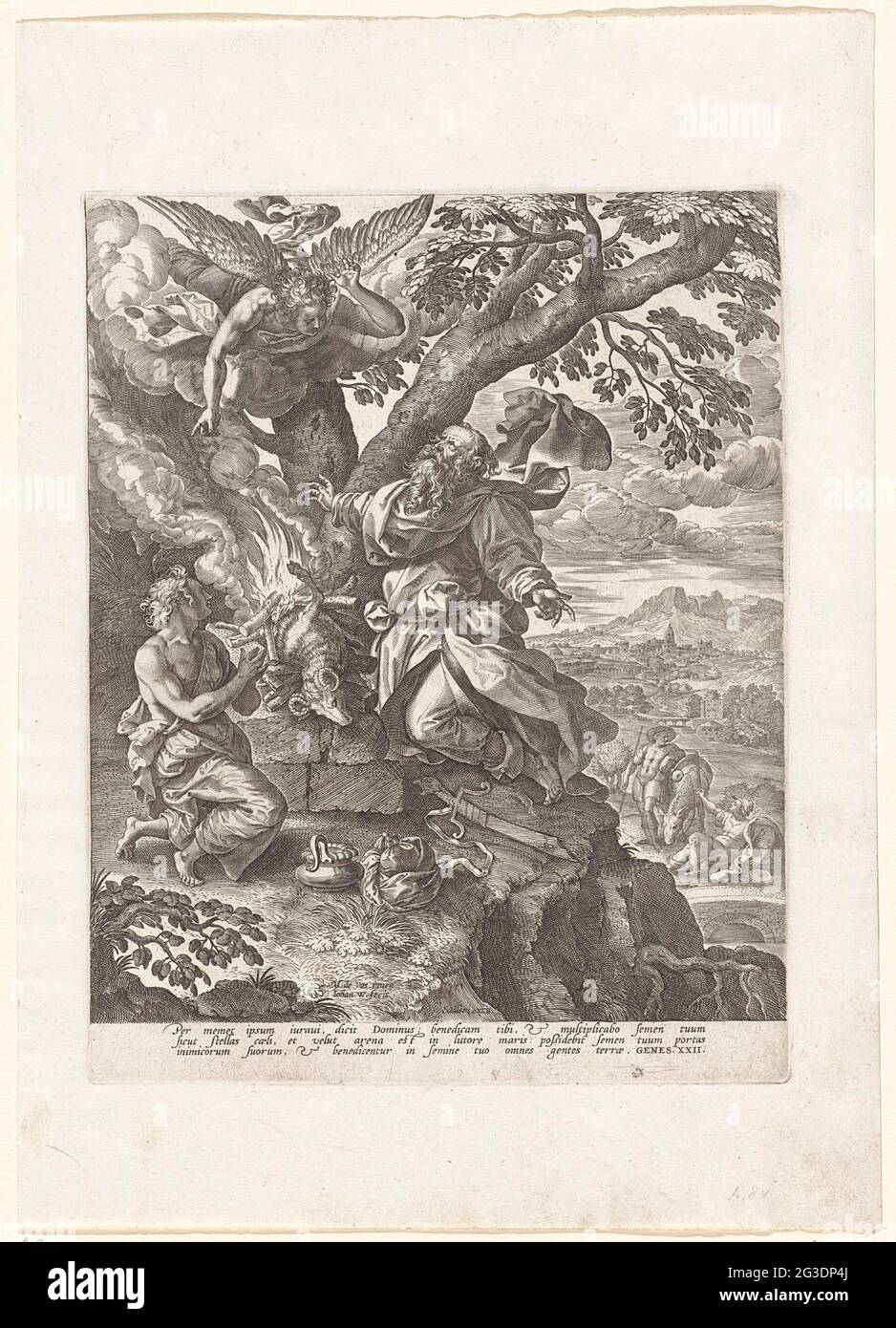 Sacrifice of Abraham; Scenes from the Old Testament. Abraham offers a ...