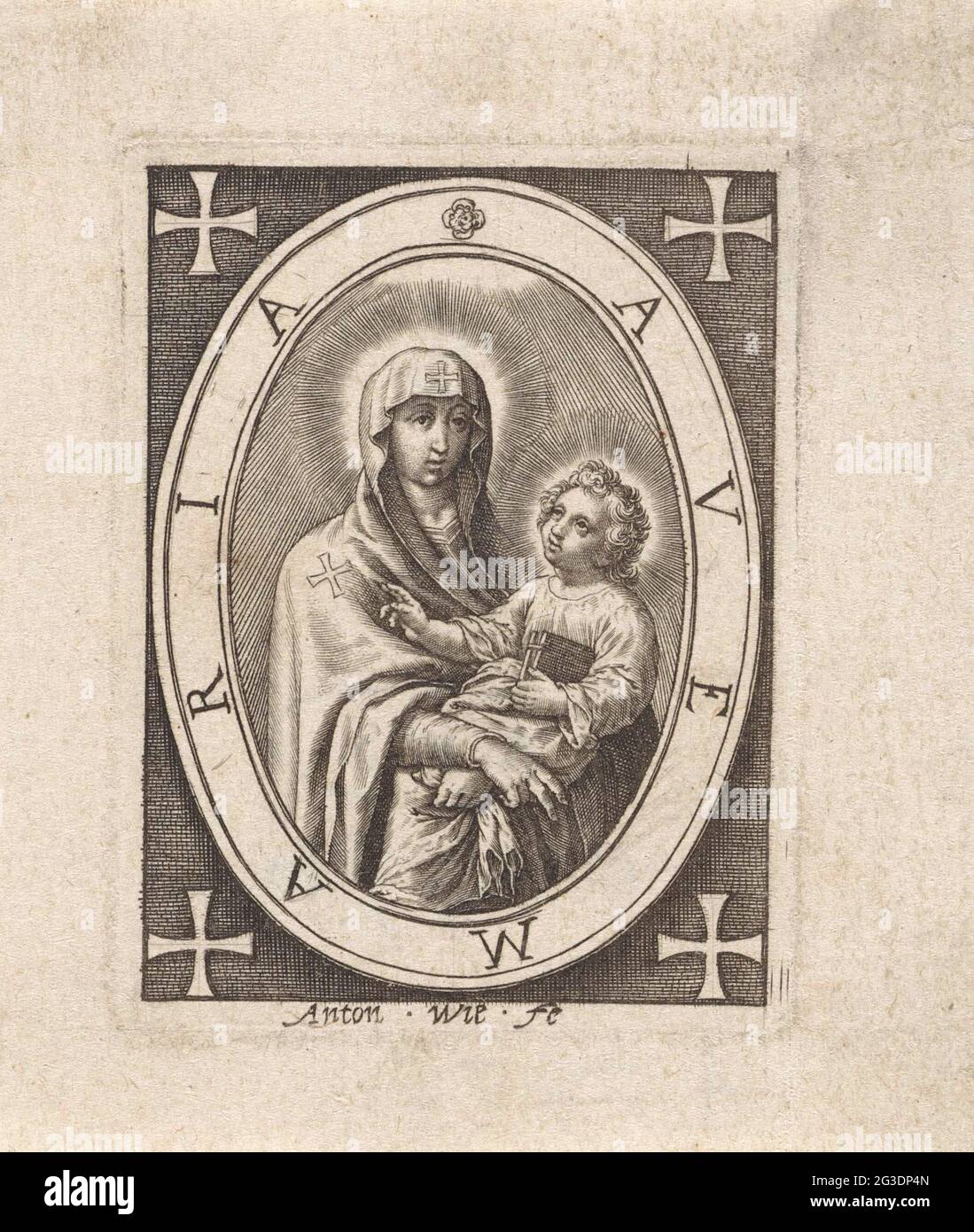 Maria with the Christ child. The veiled Maria carries the Christ child ...