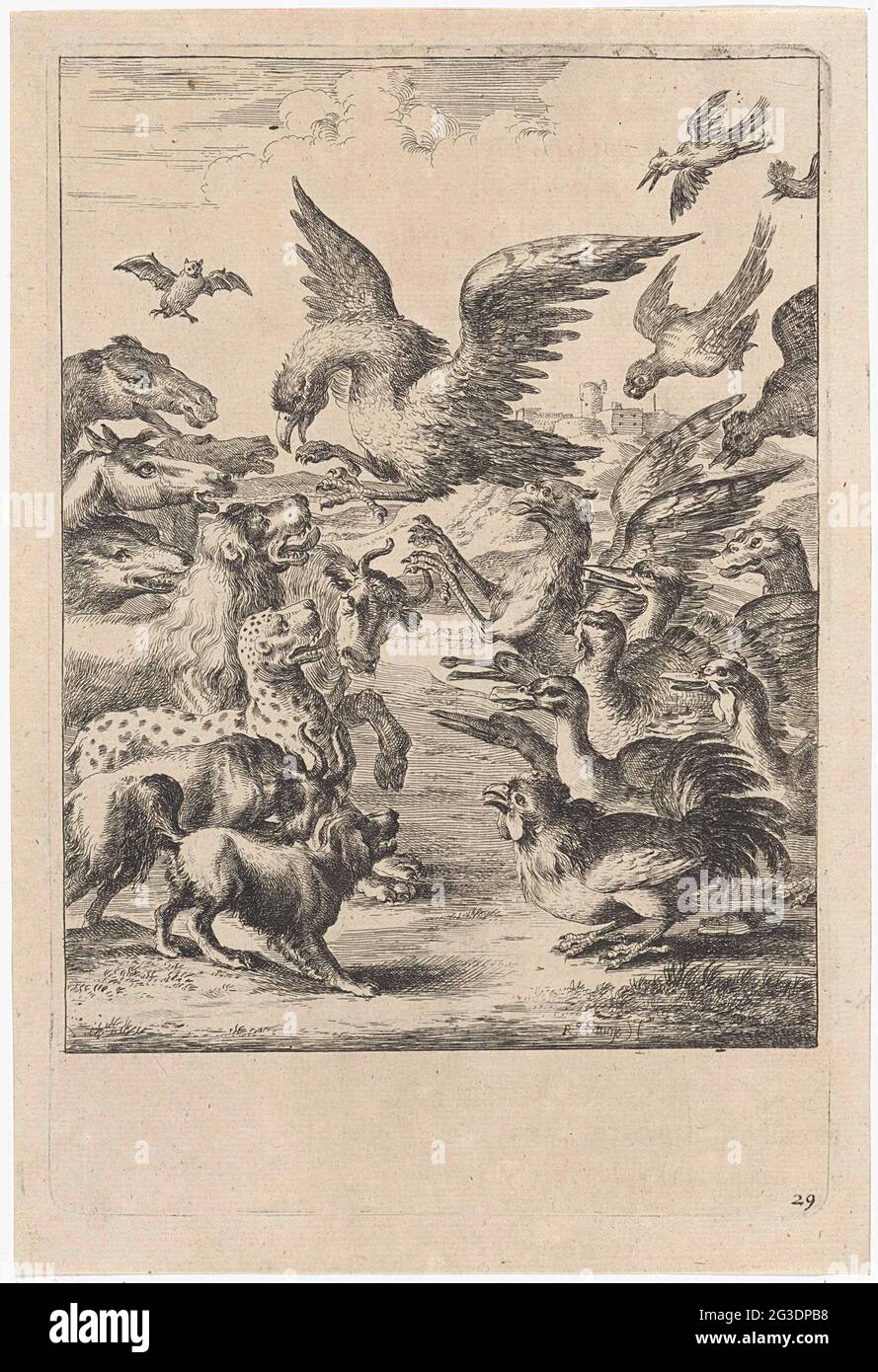 Fabul of the birds and the animals; Fables of Aesopus. The beasts fight ...
