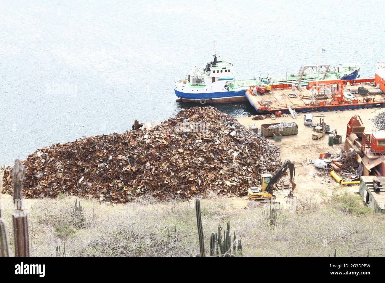 Scrap metal to be loaded on cargo ships on the Caribbean Island of ...