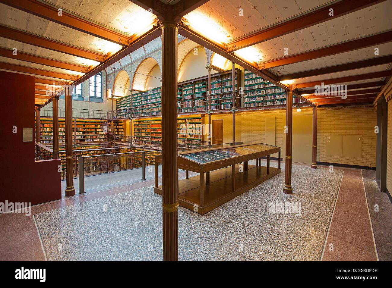Showcases with coins and tokens on the bordes in the library Stock ...