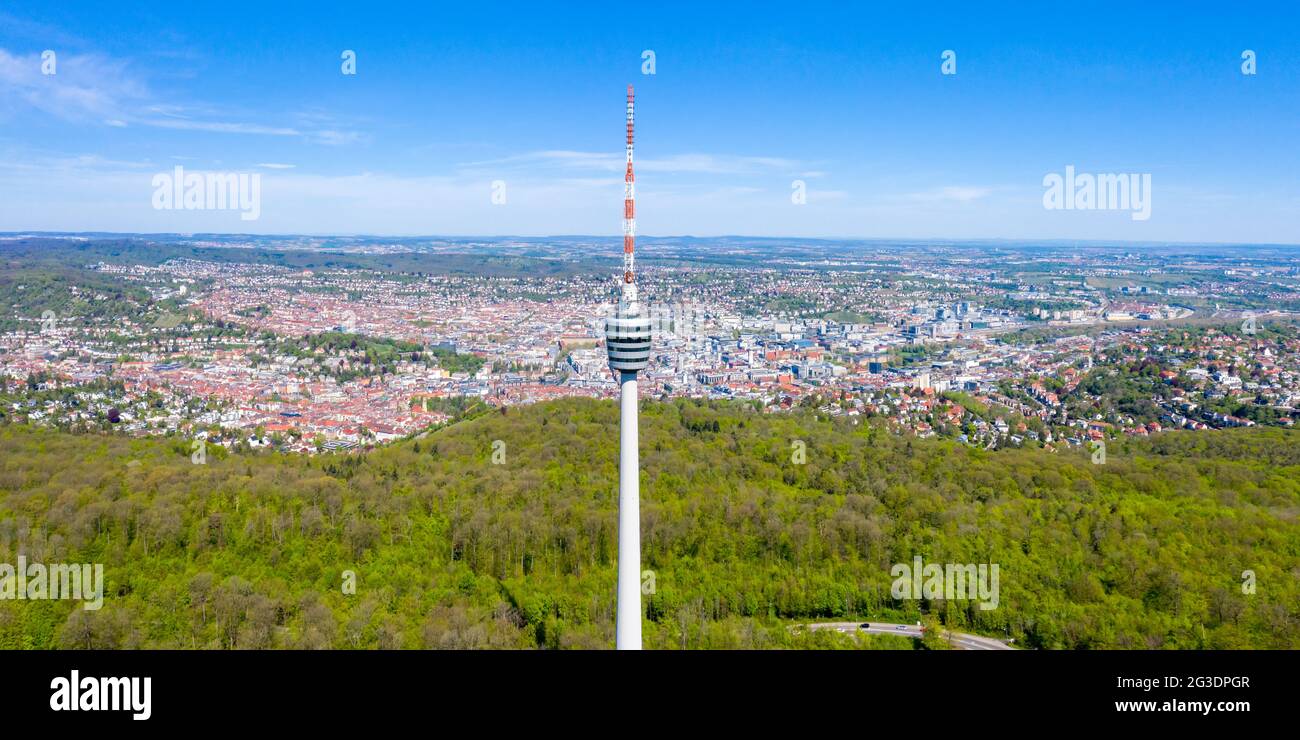 Stuttgart tv tower skyline aerial photo view town architecture travel ...