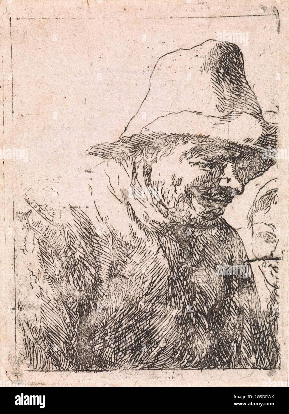 Smiling farmer with hat. A smiling farmer, with hat on his head, right ...