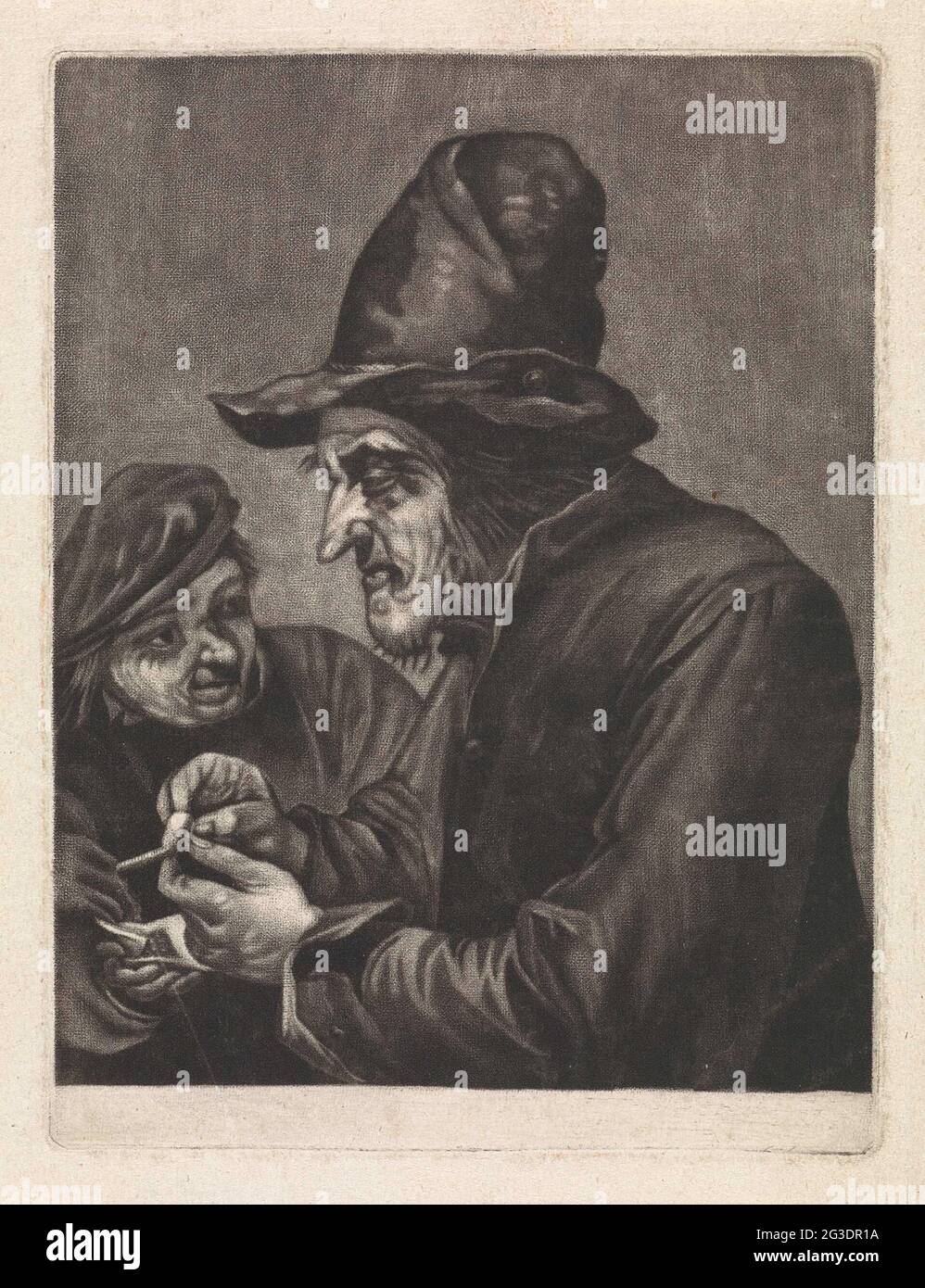 Boer stops his pipe (variant a). A farmer stops his pipe while a boy ...