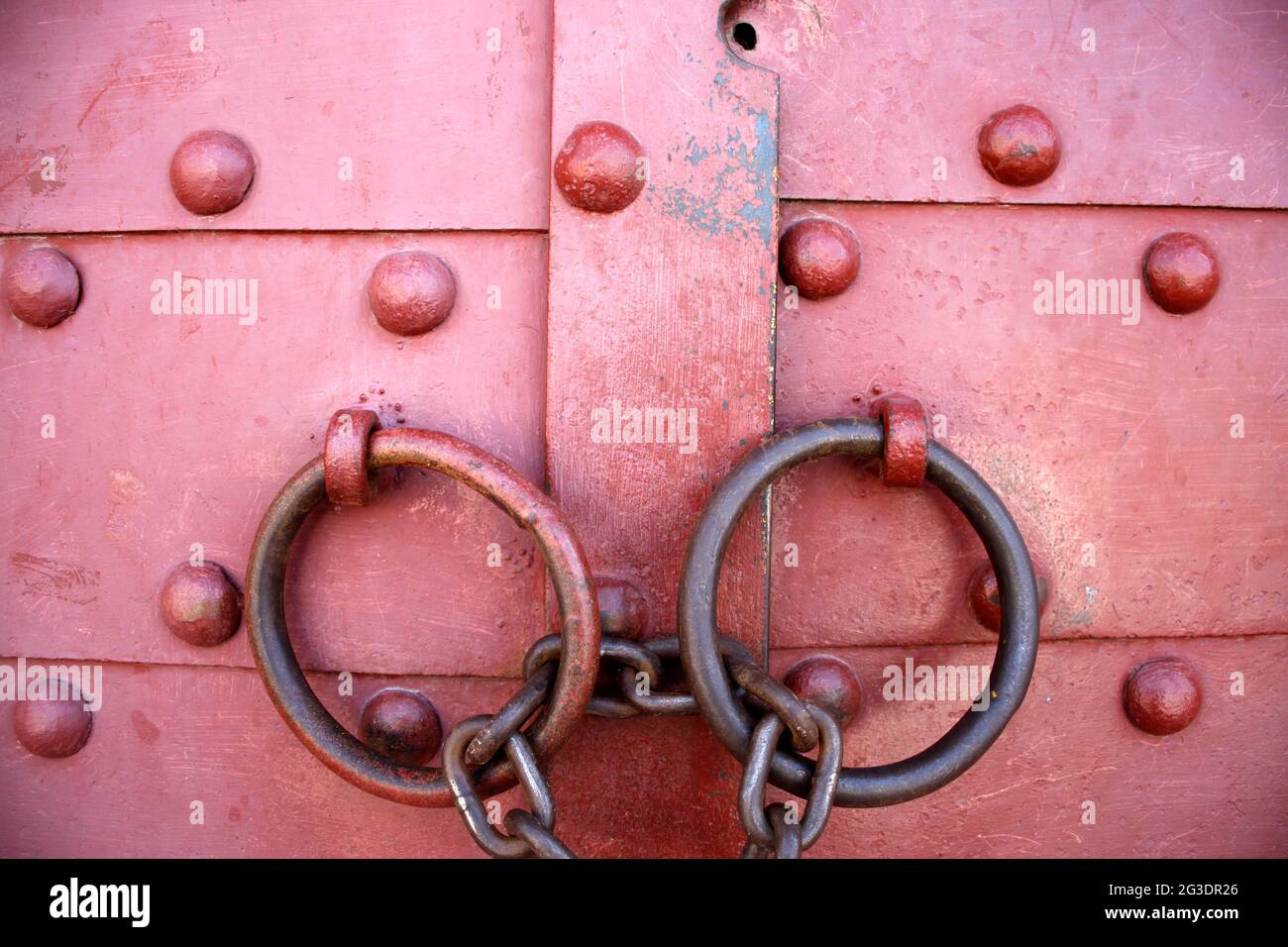 metal ring rivet on metal door Stock Photo - Alamy