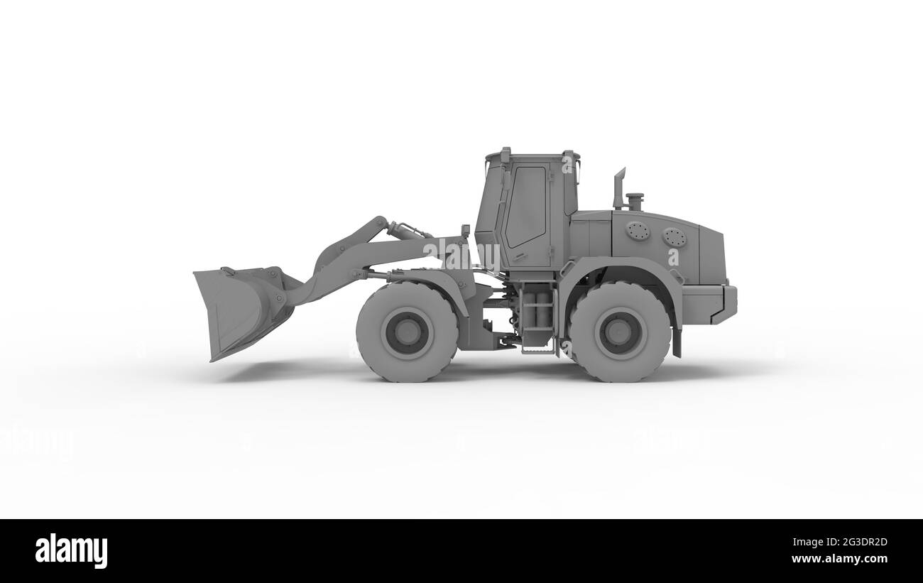 3D rendering of a tractor with double wheels vehicle isolated on white ...