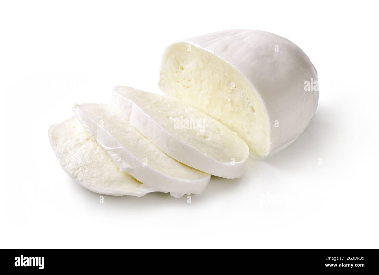Fresh mozzarella from Campania cut into slices, produced with only ...
