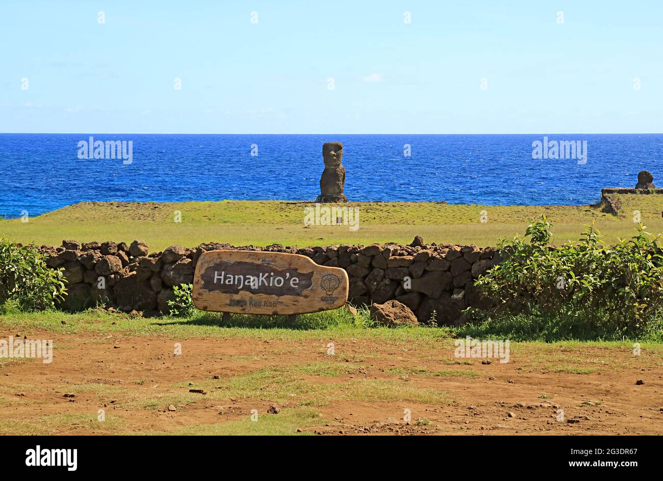 Moai Statue at Hanga Kio’e Ceremonial Platform with the Pacific Ocean ...