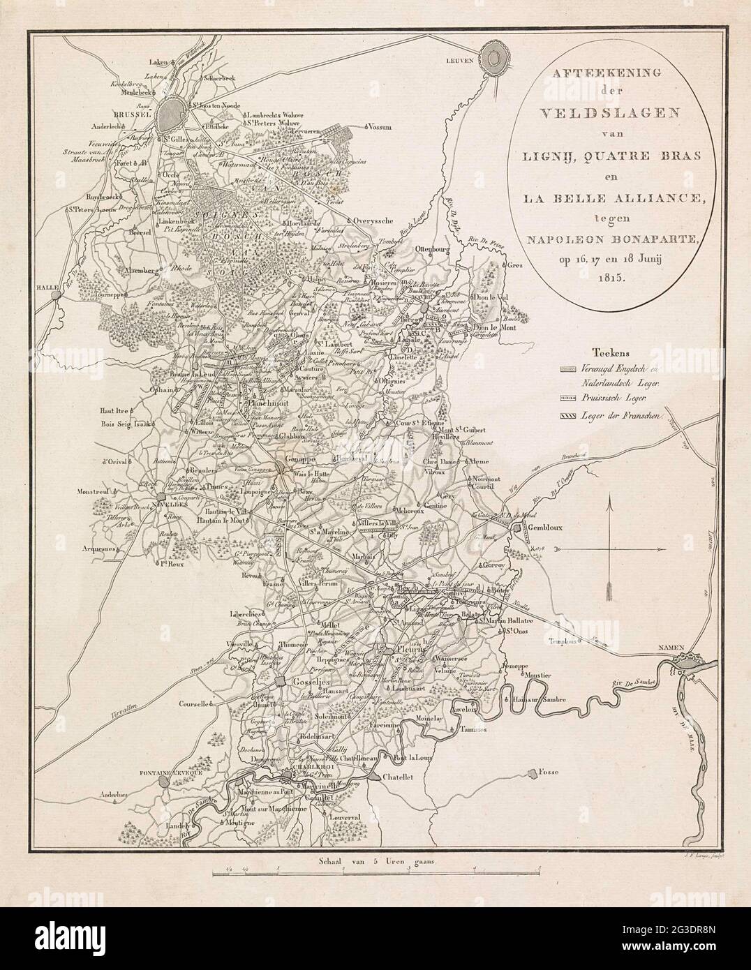 Plan of the battles at Quatre-Bras and Waterloo, 16-18 June, 1815 ...