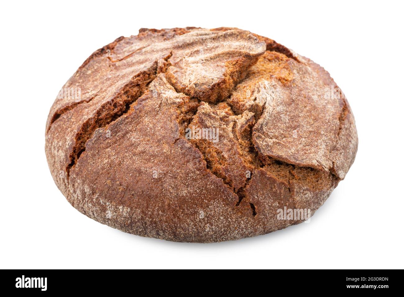 textured whole round bread isolated on white background Stock Photo - Alamy