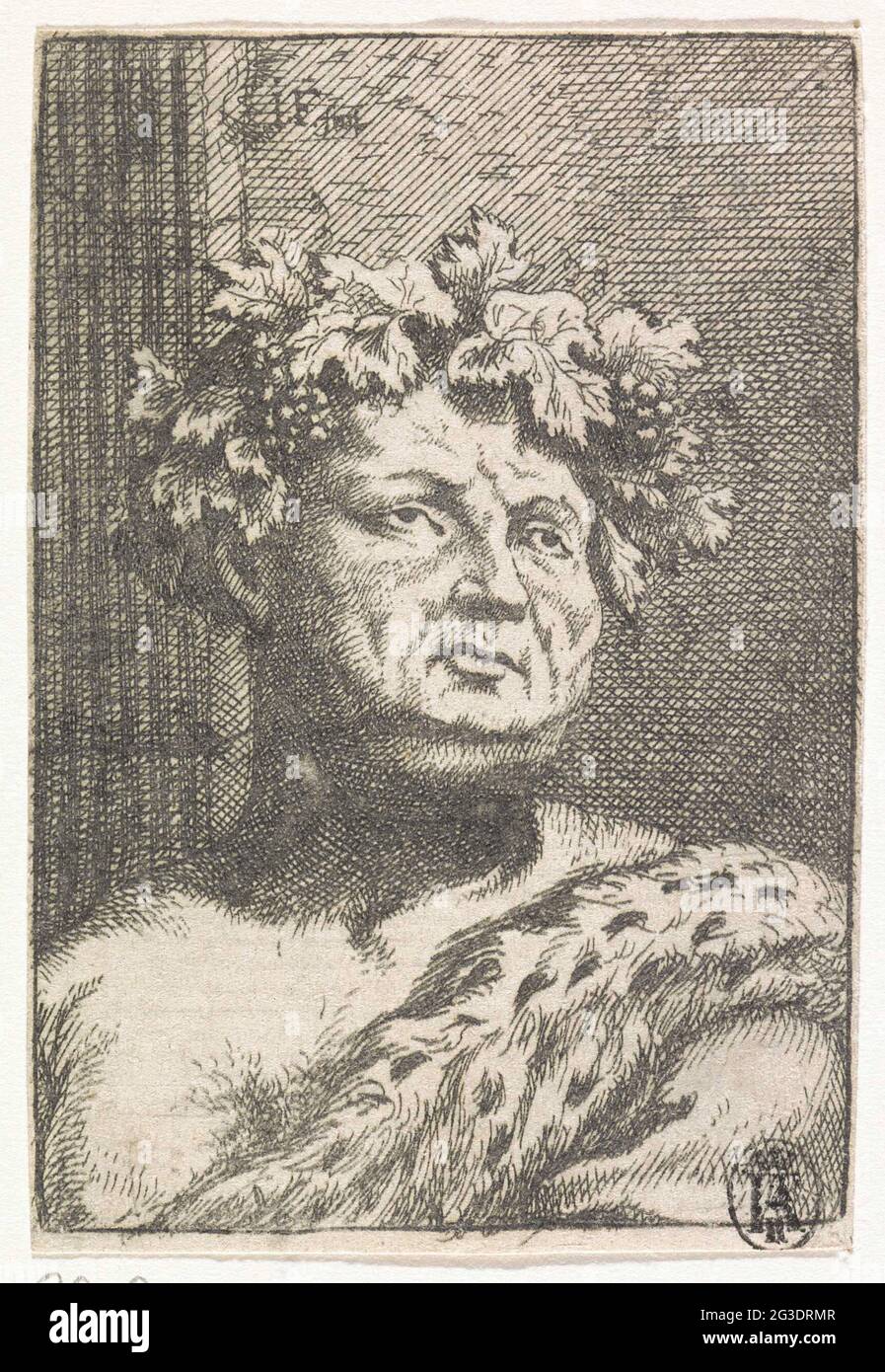 Bacchus. Bacchus with a crown of wingerd leaves and a tiger sheet over ...